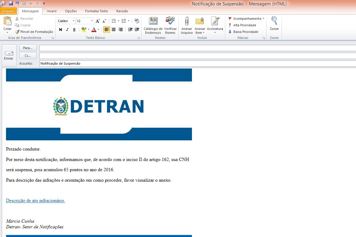 Governo ES - Detran|ES esclarece sobre e-mails falsos de notificações