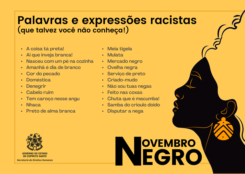 Governo ES - Novembro Negro: conheça algumas expressões racistas e seus ...